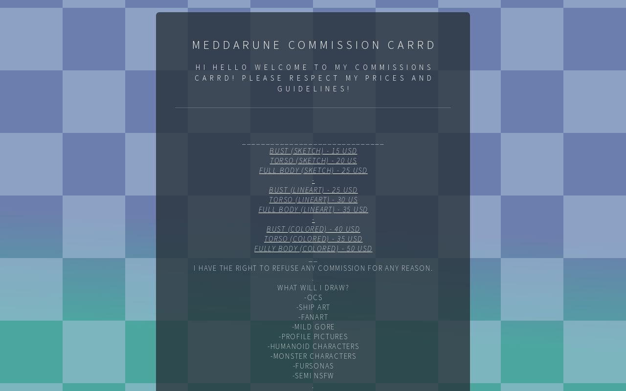 Meddarune Commissions Carrd